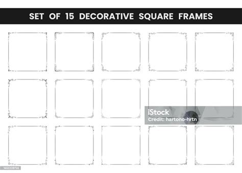 15 장식 사각형 프레임 세트입니다 정사각형 프레임 벡터 그림입니다 청첩장 미적 장식 소셜 미디어 게시물 배너 프로모션 광고 등에 적합합니다 0명에 대한 스톡 벡터 아트 및