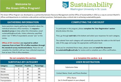 Green Office Checklist Updates For Sustainability Washington