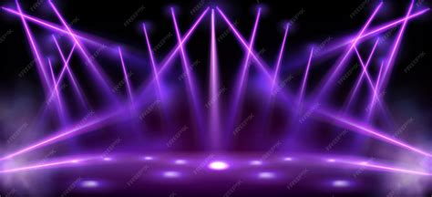 연기와 무대 조명 스포트 라이트 빔 스튜디오 무료 벡터