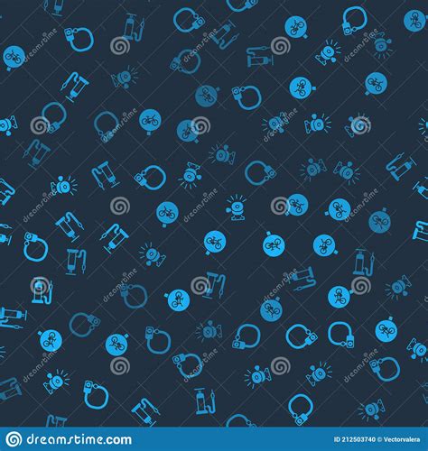 Set Bicycle Lock Bell And Air Pump On Seamless Pattern Vector Stock Vector Illustration Of