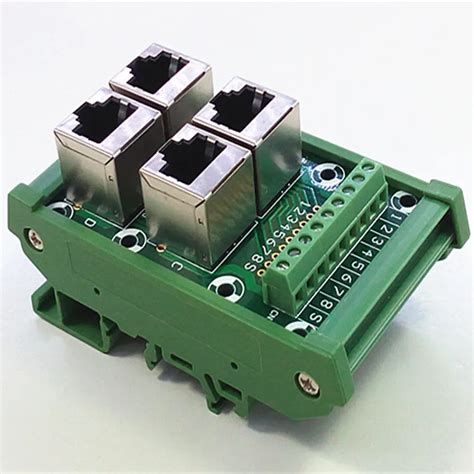 DIN Rail Mount RJ Module RJ P C Jack Way Buss Breakout Board Terminal Block Connector