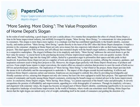 More Saving More Doing The Value Proposition Of Home Depot S