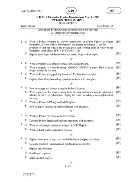 Python Programming March 2021 Pdf Python Programming Language