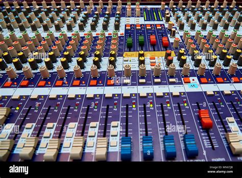 Professional Sound Control Panel Close Up Stock Photo Alamy