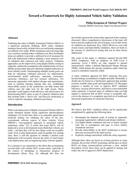 PDF Toward A Framework For Highly Automated Vehicle Safety Validation