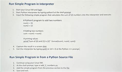 Solved Run Simple Program In Interpreter Start Your Linux VM And Login Answer
