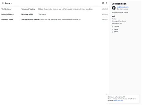Next Email Client By Leerob A Nextjs Template Built At Lightspeed