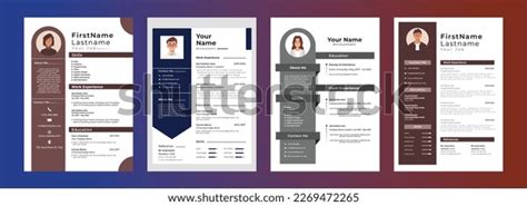Four Different Cv Templates Resume Template Stock Vector Royalty Free