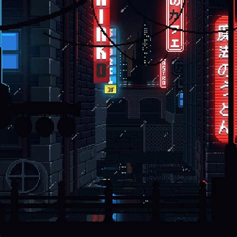 8 Bit Retro Japan Raining At Night Wallpaper Engine