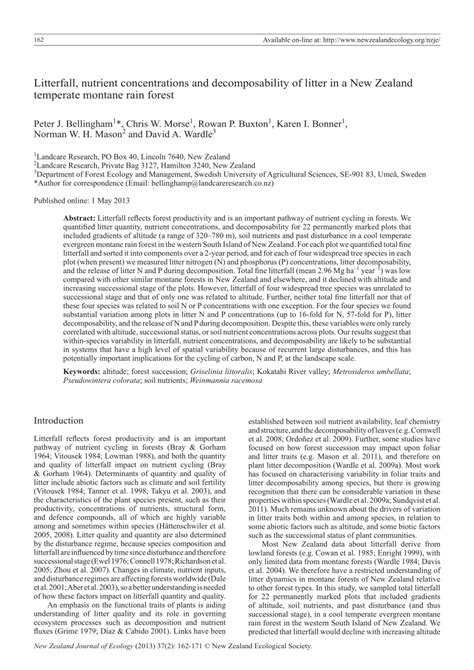 Pdf Litterfall Nutrient Concentrations And Decomposability Of Litter