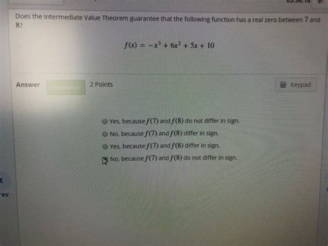 solved does the intermediate value theorem guarantee that