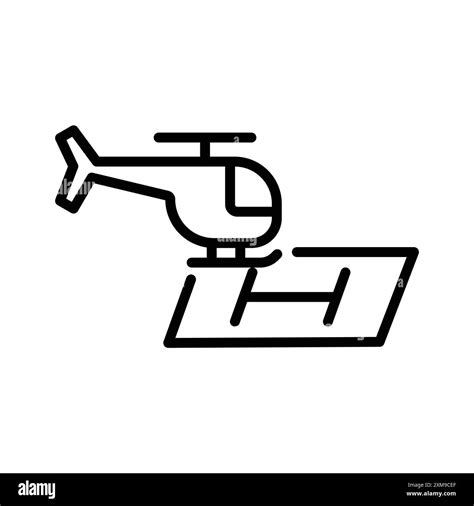 Helicopter Helipad Icon Linear Logo Mark Set Collection In Black And White For Web Stock Vector
