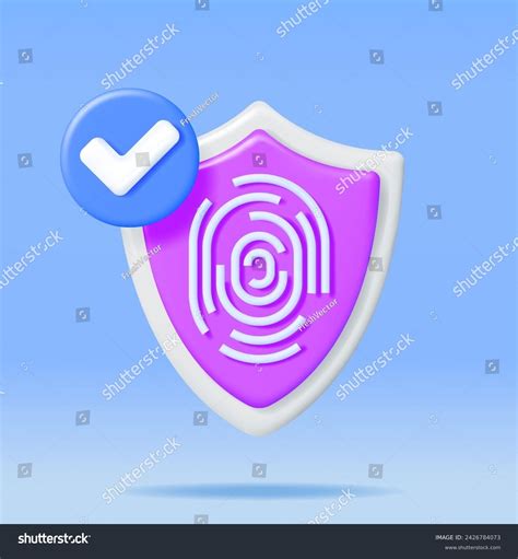 3d Fingerprint Shield Checkmark Render Shield Stock Vector Royalty Free 2426784073 Shutterstock