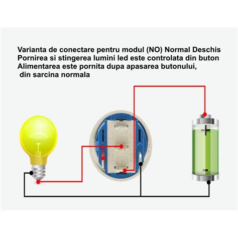 Push Buton Negru 19mm Led Rosu