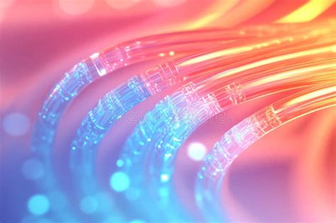 Rows Of Glowing Fiber Optic Cables In Vibrant Colors Symbolizing Advanced Data Flow And Modern