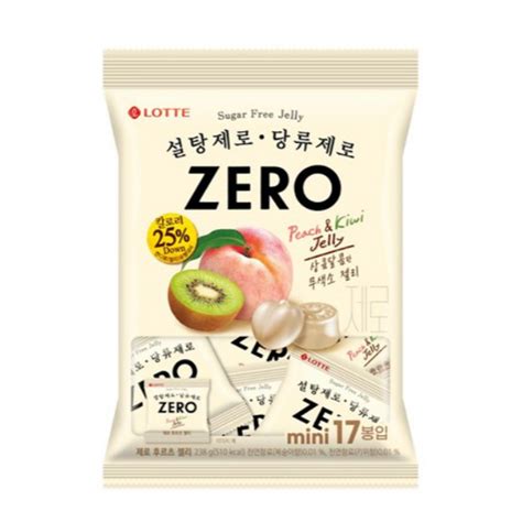 [lotte] Zero Sugar Mini 17 Packs Jelly 238g Fruit Jelly Peach And