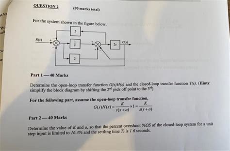 Solved For The System Shown In The Figure Below Part 1 40 Chegg