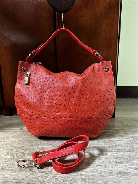 Furla Ostrich Embossed Leather Shoulder Bag Luxury Bags And Wallets On