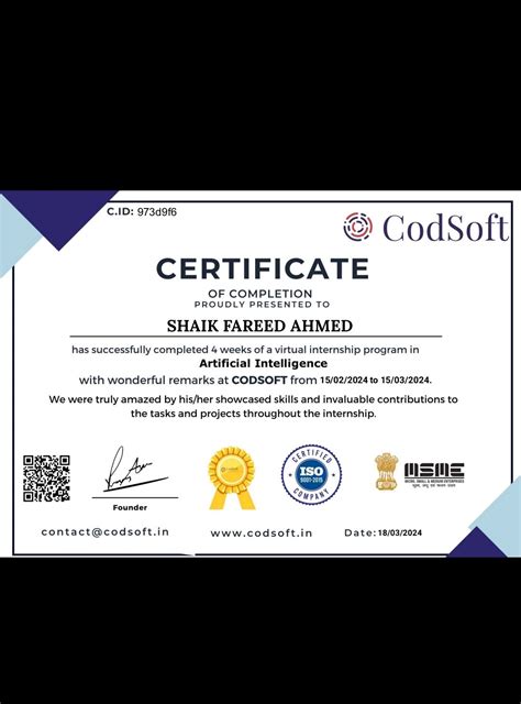 Fareed Ahmed Shaik On Linkedin I Had Completed My Artificial Intelligence Internship In Codsoft