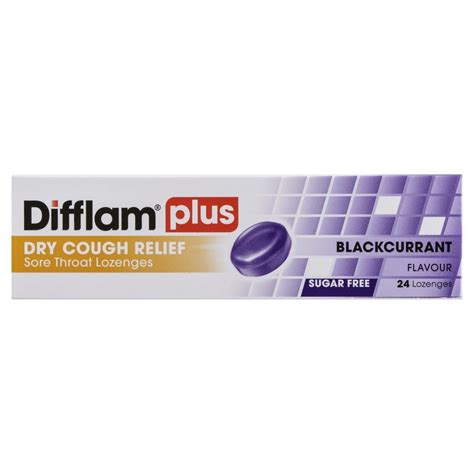 Difflam Plus Dry Cough Relief Sore Throat Blackcurrant Lozenges Cough Relief Dry Cough