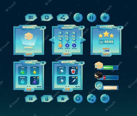 Premium Vector Game Ui Fantasy Glossy Space Kit Board Pop Up Interface With Bar And Icon