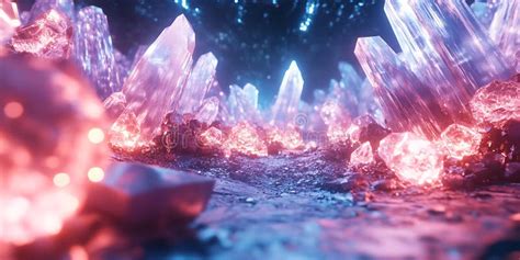 Blueprint Of A Crystal Cave With Glowing Formations For Fantasy