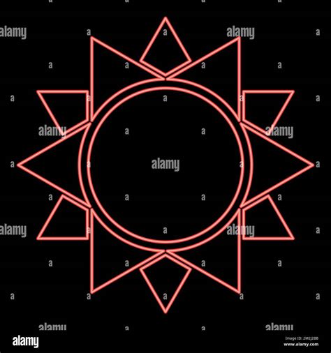 Neon Sun Red Color Vector Illustration Image Flat Style Light Stock