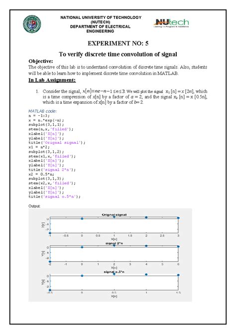 Dsp Lab 5 49 To Verify Discrete Time Convolution Of Signal Nutech
