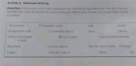 Activity 2 Marinade Making Abrity The Troe StudyX
