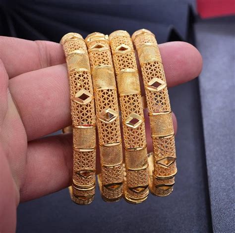 24 Real Gold Plated Dubai Bangle Jewelry Openable Bangles 2 Etsy