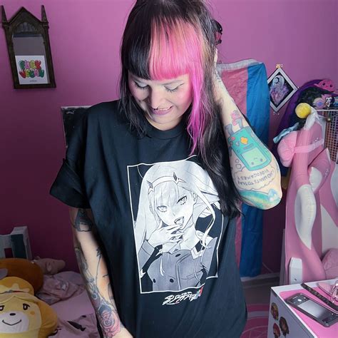 Darling In The Franxx Zero Two Black Crew T Shirt Black Darling In