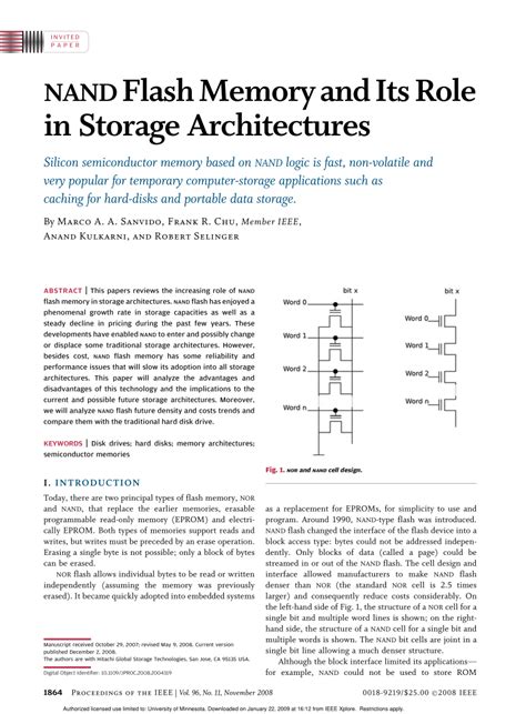 Pdf Nand Flash Memory And Its Role In Storage Architectures