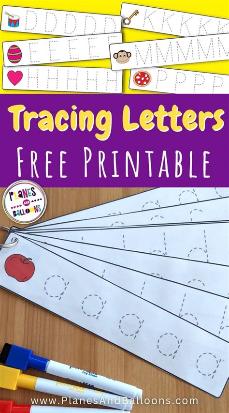 Free Printable Trace Letters Writing Strips Planes And Balloons Free