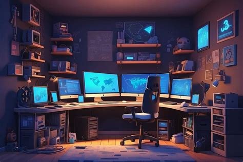Premium Photo Teenager Boy Bedroom Night Interior Gamer Programmer Hacker Or Trader Room With
