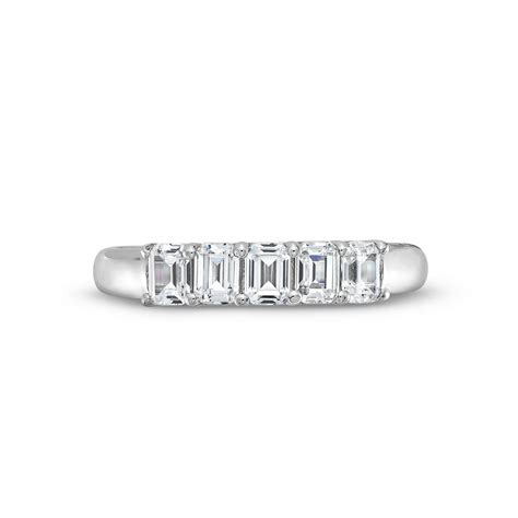 Five Stone Emerald Diamond Wedding Band Diamonds Direct