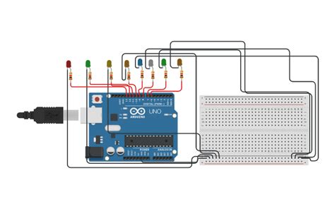 Circuit Design Controling 8 Leds With Text Coding Tinkercad