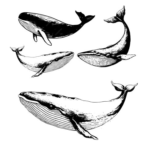 Premium Vector Vector Hand Drawn Of Humpback Whale Whale Vintage