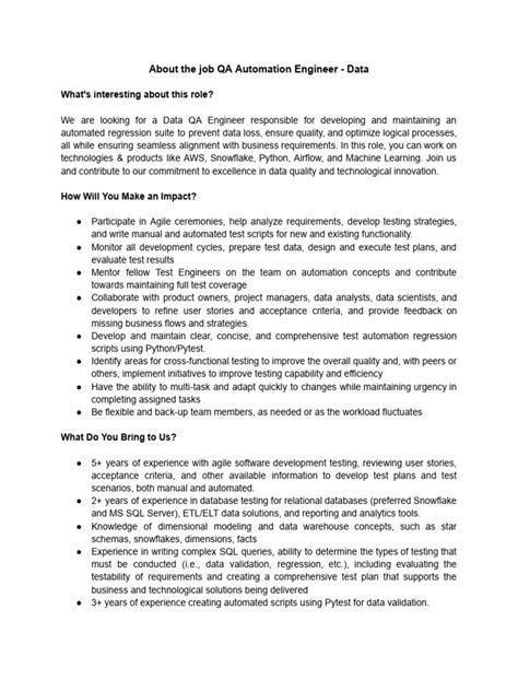 Qa Automation Engineer Data Pdf