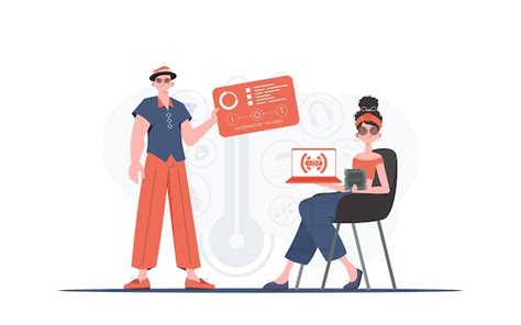 사물 인터넷 팀 Iot 및 자동화 개념 프레젠테이션 및 웹 사이트에 적합 벡터 그림 프리미엄 벡터
