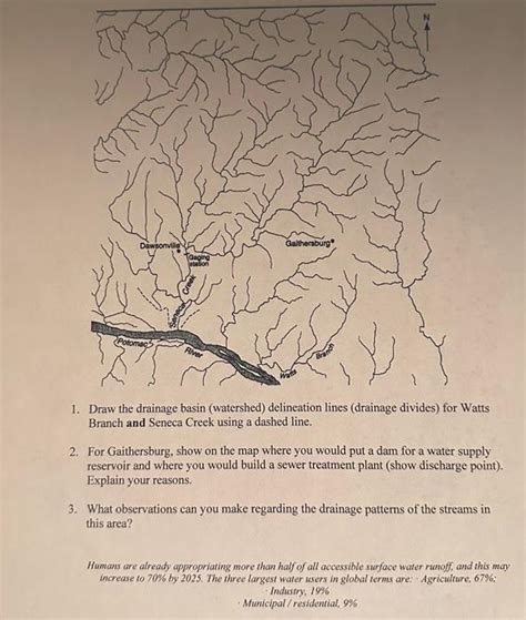 Solved 1 Draw The Drainage Basin Watershed Delineation