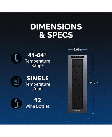 Newair Shadow Series Wine Cooler Refrigerator 12 Bottle Freestanding