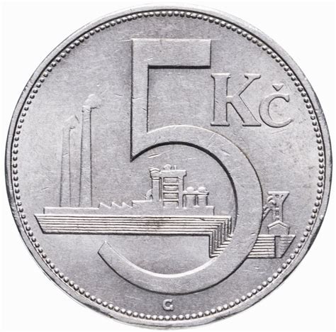 Монета чехословакия 5 крон 1938 стоимостью 468 руб.