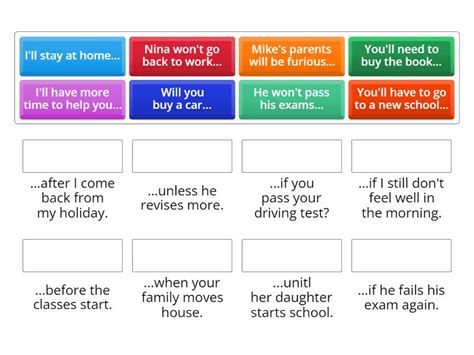 First Conditional Unit 7a Match The Beginnings And The Endings
