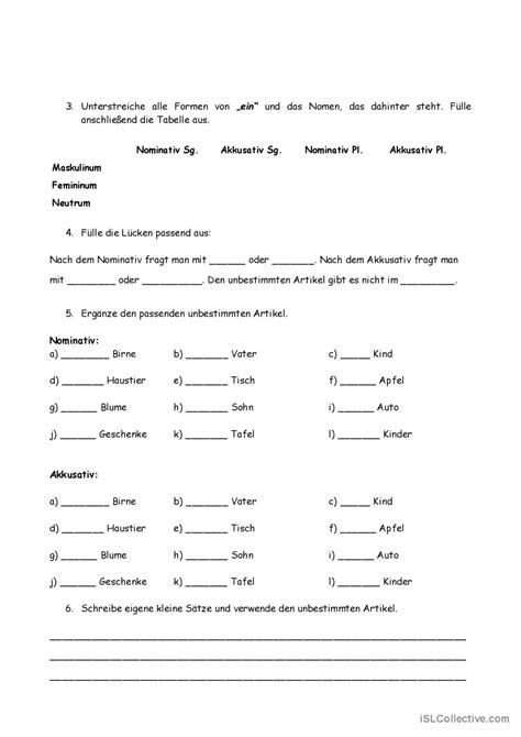 Unbestimmter Artikel Allgemein Deutsch Daf Arbeitsblätter Pdf And Doc