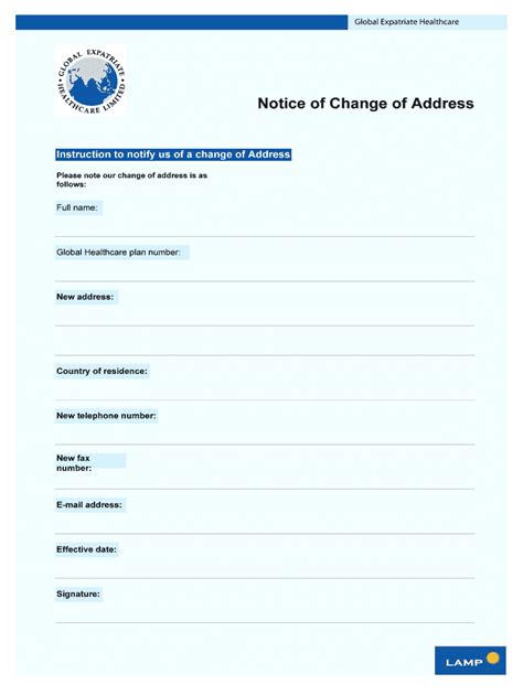 Fillable Online Notice Of Change Of Address Fax Email Print PdfFiller