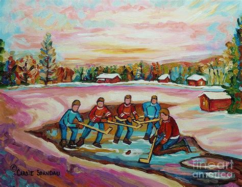 Montreal Memories Pond Hockey Countryside Winter Art In Laurentians