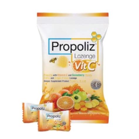 Propoliz Lozenge Vit C โพรโพลิซ ชนิดเม็ดอม ลูกอม ผสมวิตามินซี 60 Mg