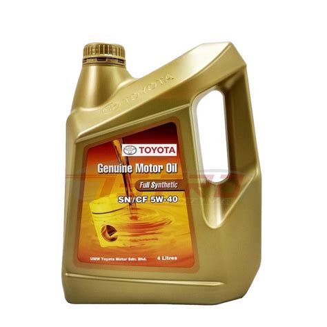 Toyota Genuine Motor Oil Fully Synthetic 5W40 Engine Oil 4L | Shopee ...