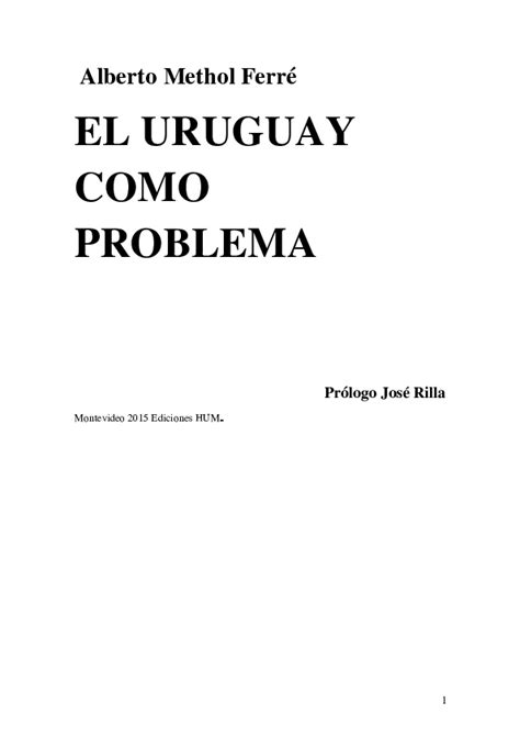 Pdf Prólogo De José Rilla A El Uruguay Como Problema De Alberto