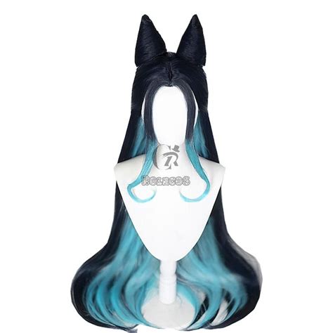 LOL Star Guardian Syndra Black Mixed Blue Cosplay Wigs